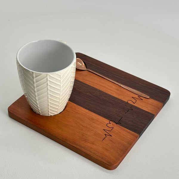 MINI CAFE BOARD IN WITH HEART WITH ELECTROCARDIOGRAM COFFEE ENGRAVE ...